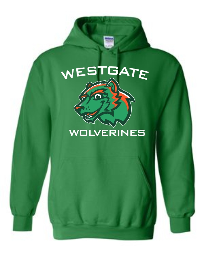 Hooded Sweatshirt - Green - Wolverine Logo | T-Shirts by Cleo