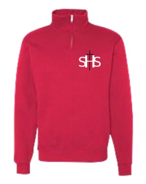 Red Quarter-Zip Pullover | T-Shirts by Cleo